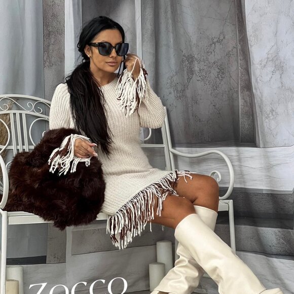 ZOCCO | Dresses | Zocco 3 Sweater Dress With Fringes | Poshmark